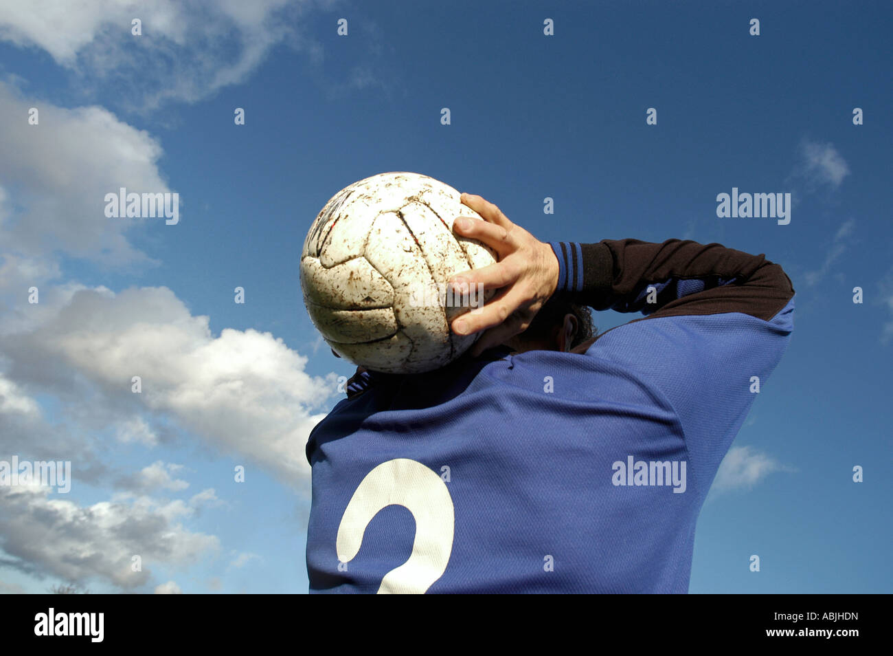Football player throwing-in a football. Picture by Patrick Steel ...