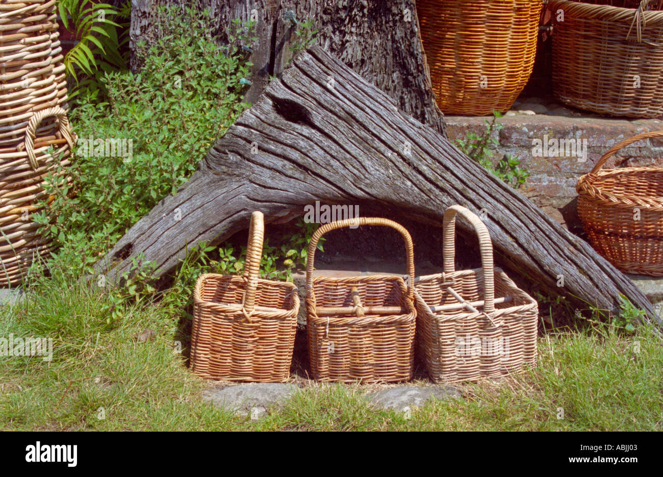 Three whicker baskets Stock Photo - Alamy