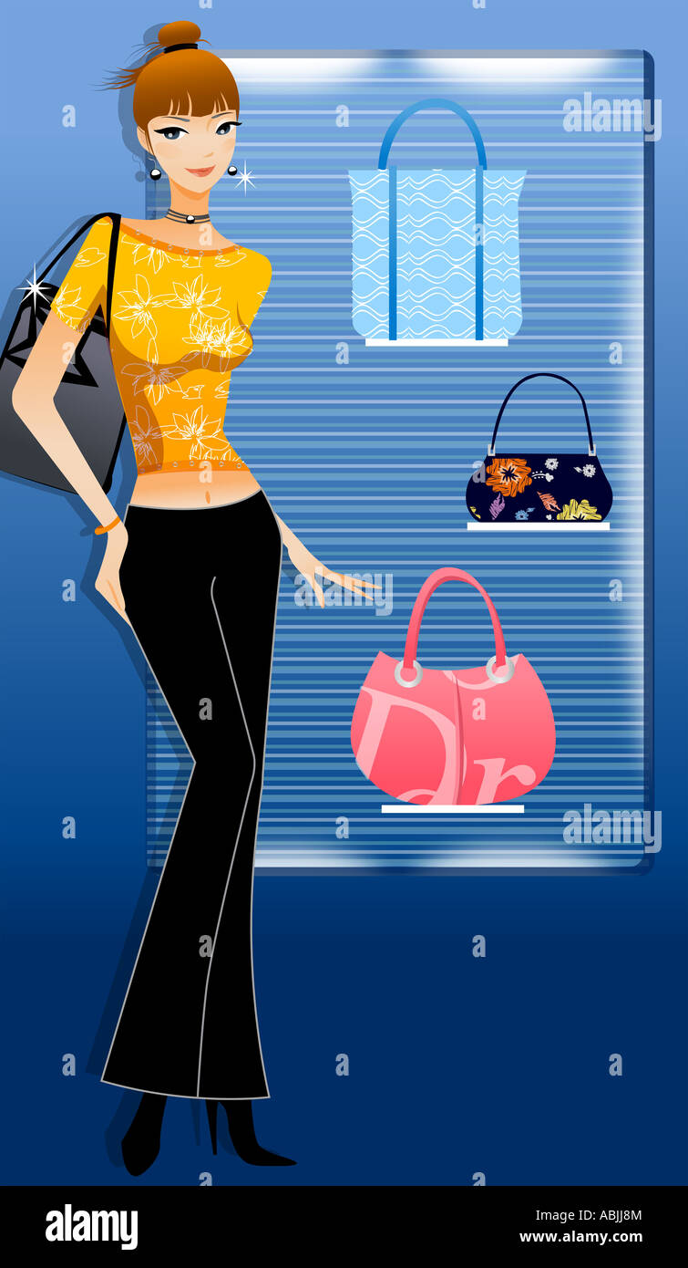 Portrait of a woman standing in a store Stock Photo - Alamy