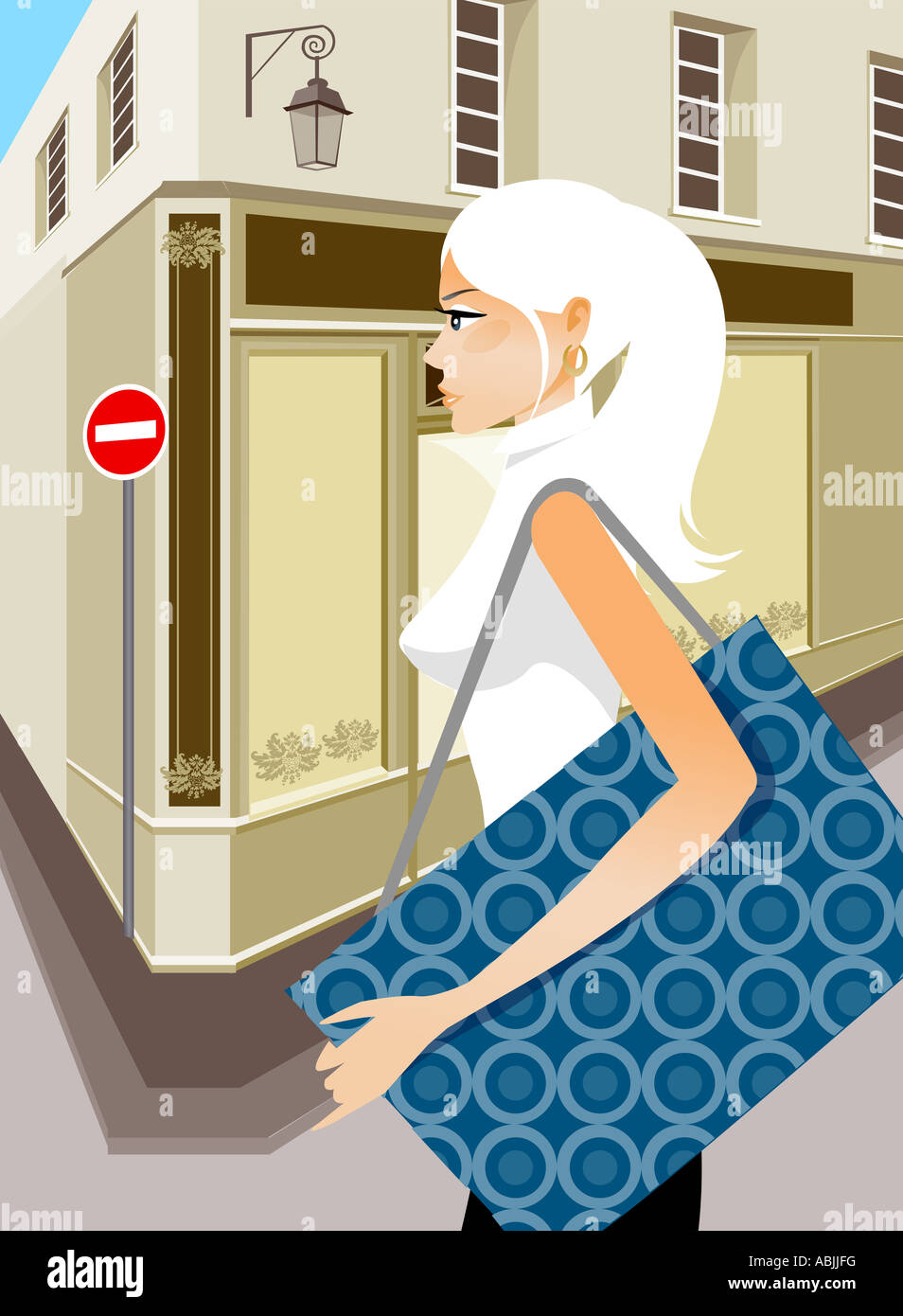 Side profile of a woman carrying a bag Stock Photo - Alamy