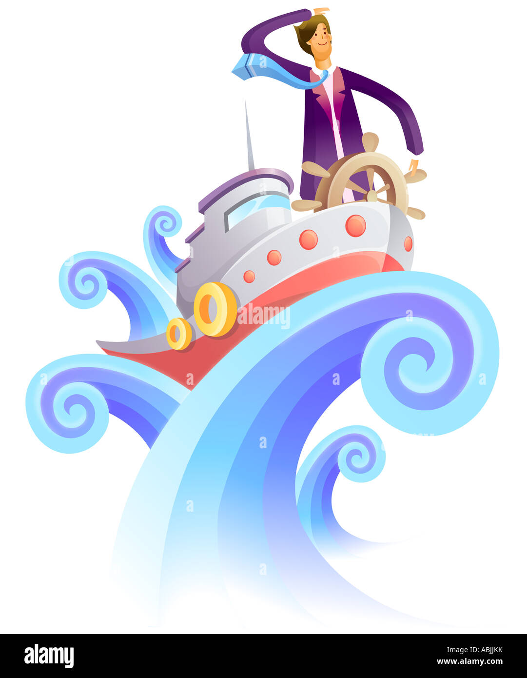 Businessman sailing a cruise ship Stock Photo - Alamy