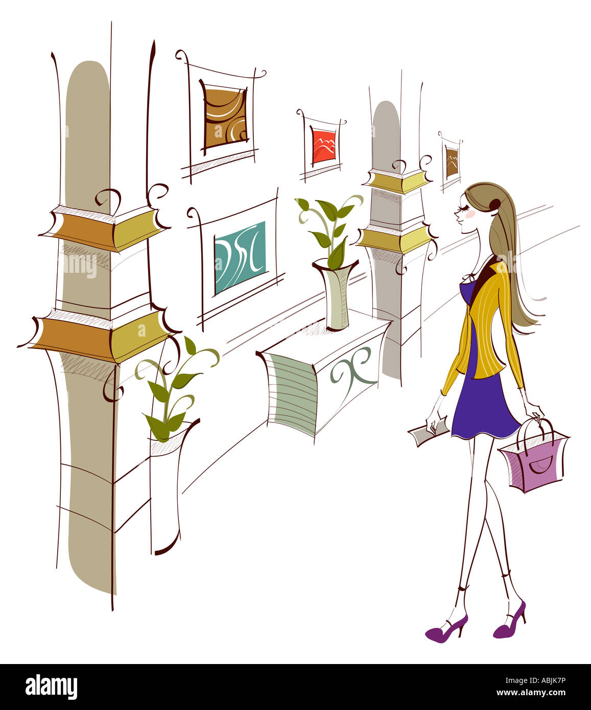 Woman walking on a street Cut Out Stock Images & Pictures - Alamy