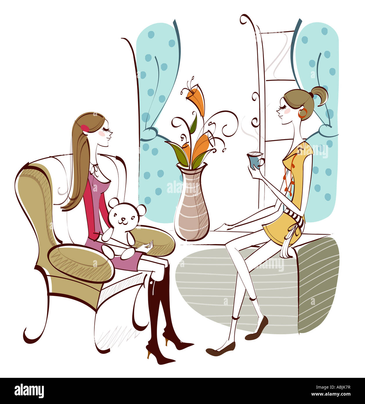 Woman indoors in living room Cut Out Stock Images & Pictures - Alamy