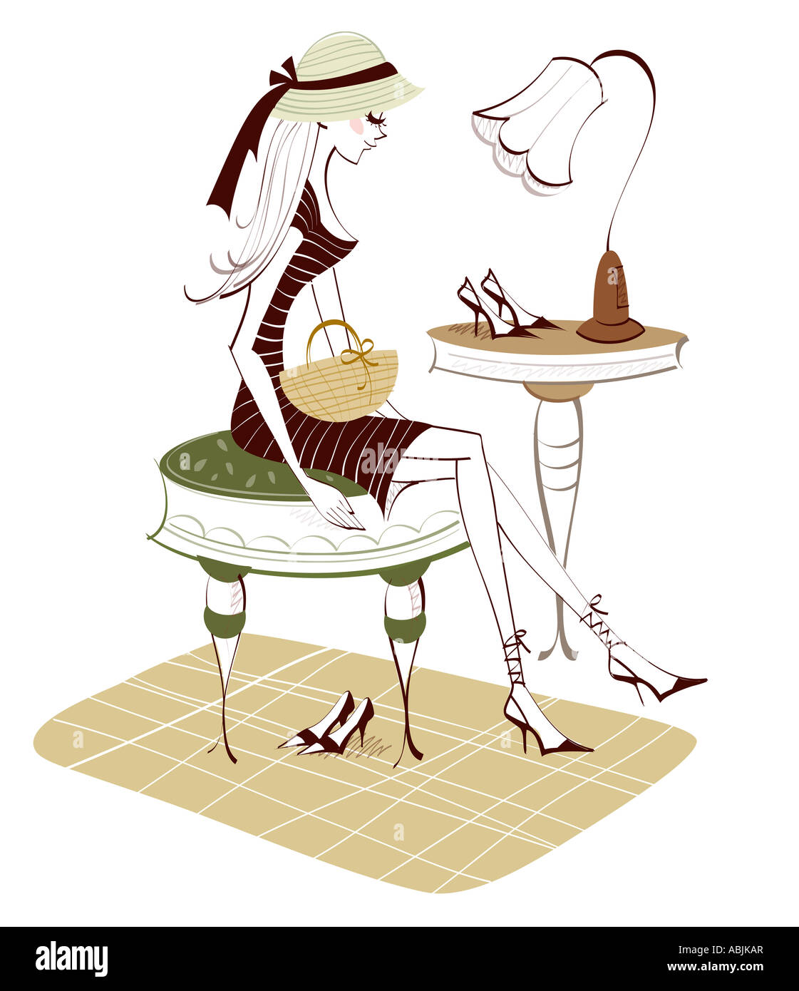 Woman sitting on a stool Cut Out Stock Images & Pictures - Alamy