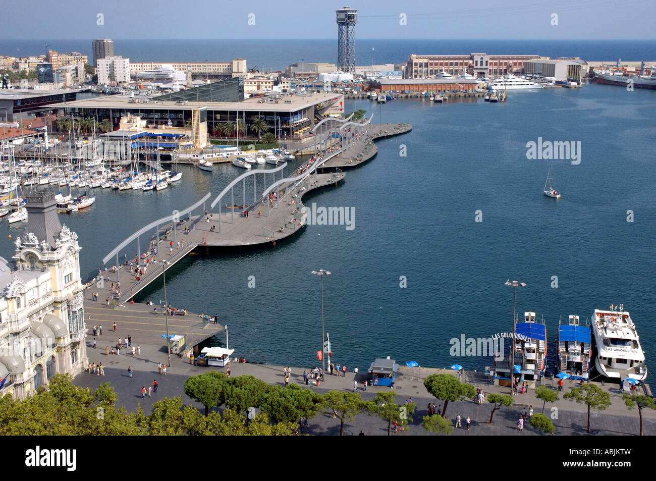 Panoramic view of Port Vell Barcelona Barça Barca Catalonia Catalunya ...