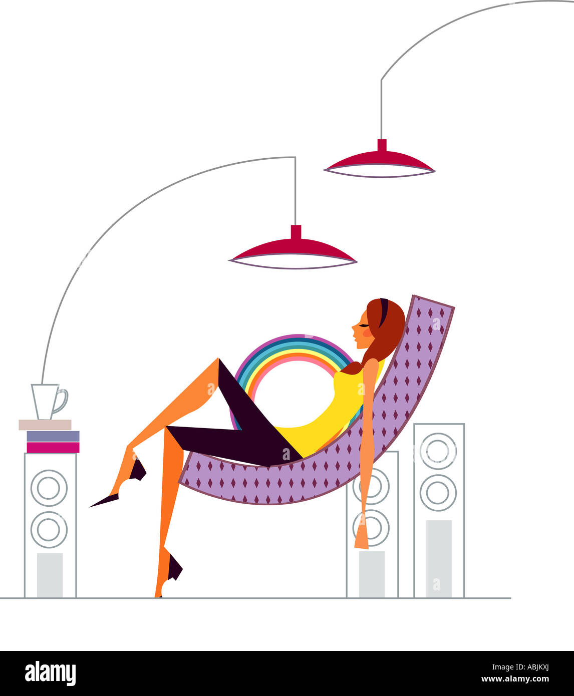 Side profile of a woman lying on a chair Stock Photo - Alamy