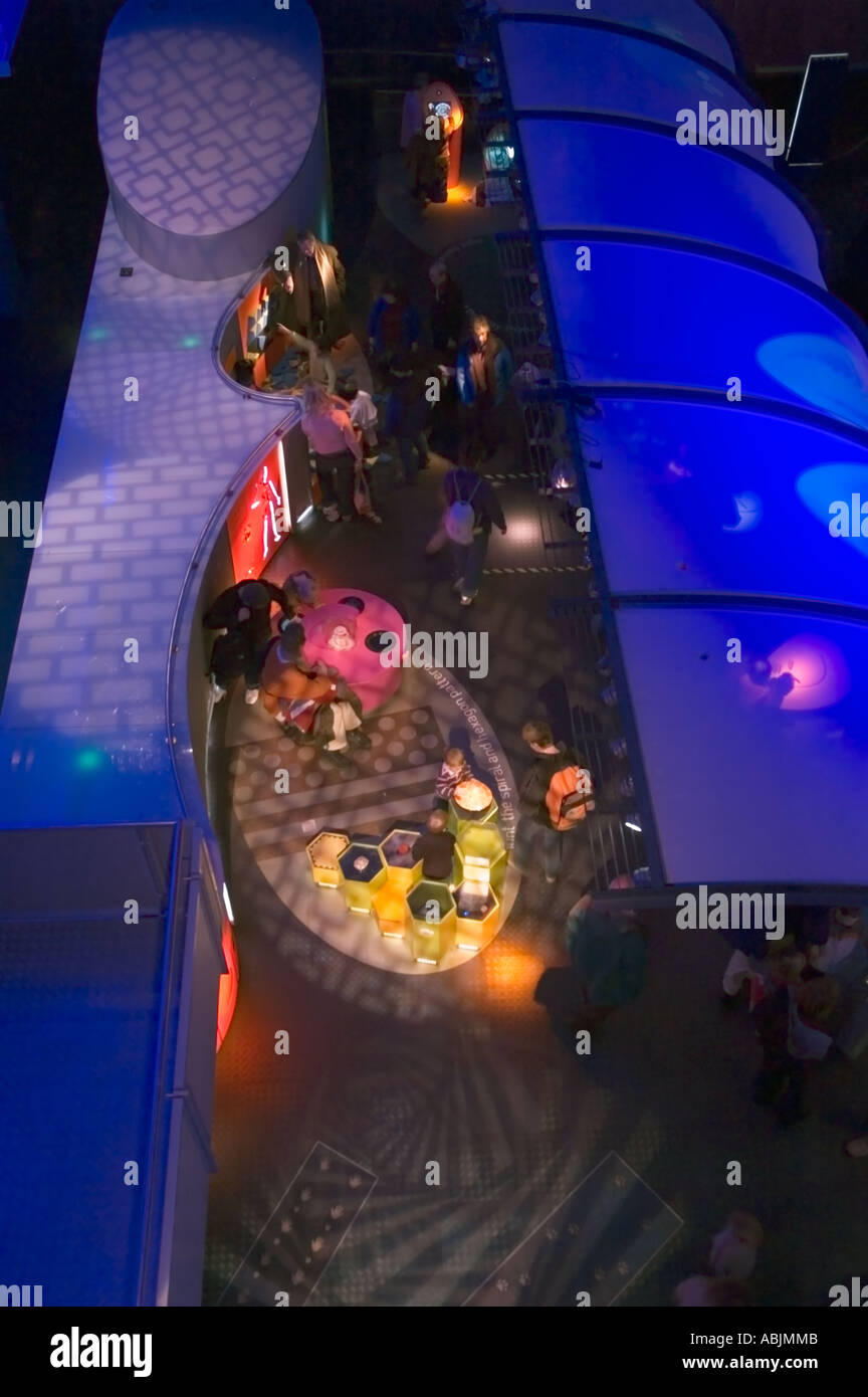 Abstract view looking down on interactive display in the futuristic ...