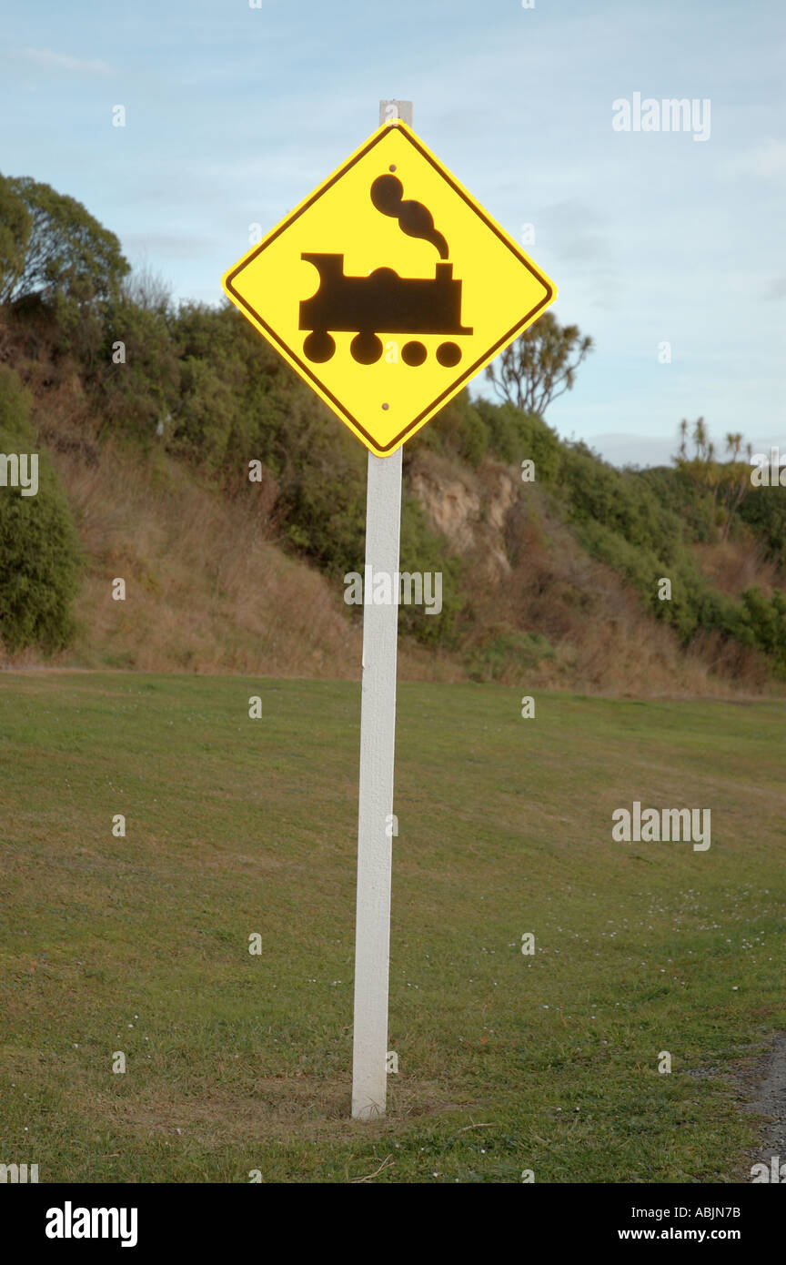 Train road sign new zealand hi-res stock photography and images - Alamy