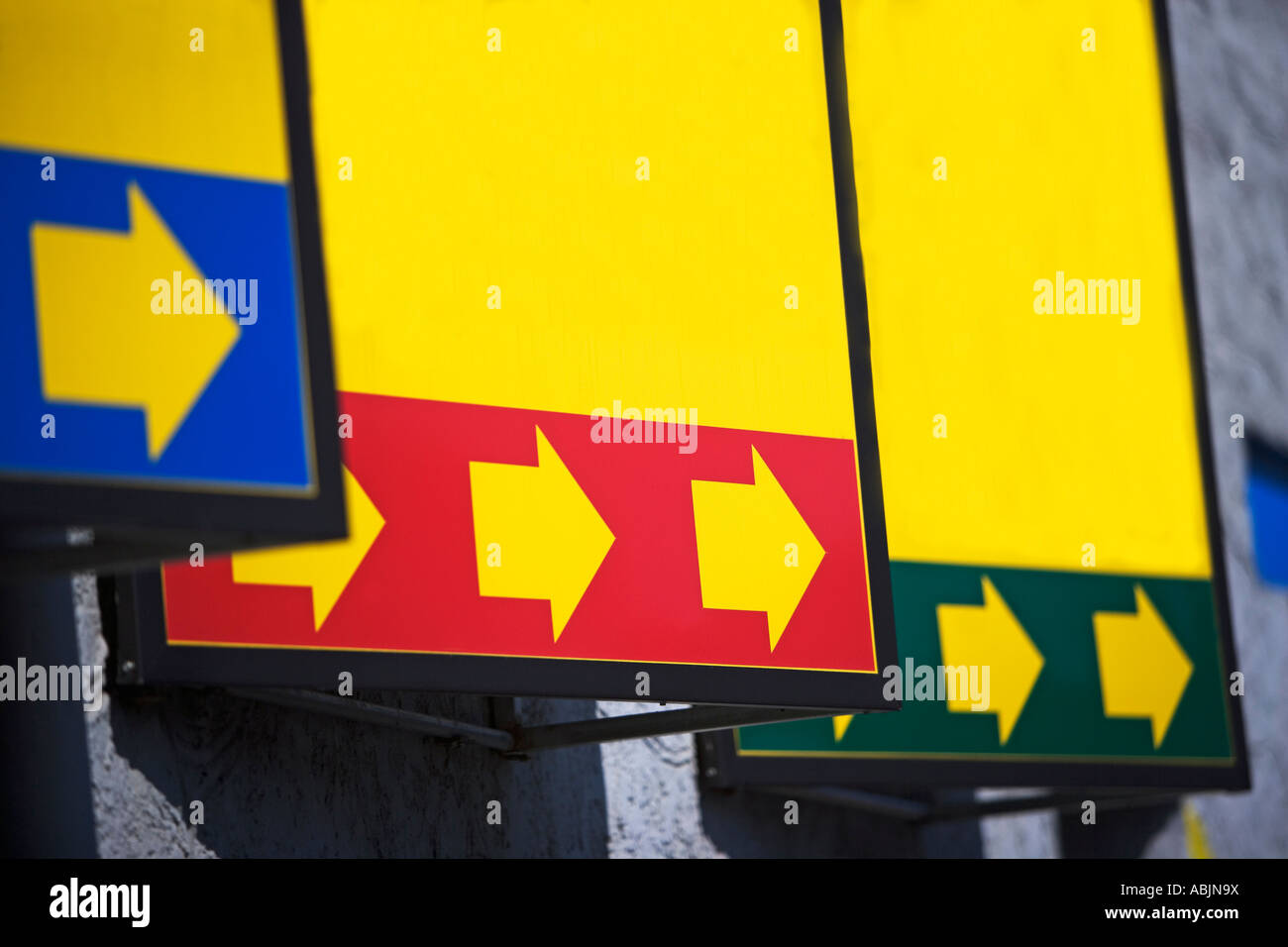 Arrow signs pointing to right Stock Photo - Alamy