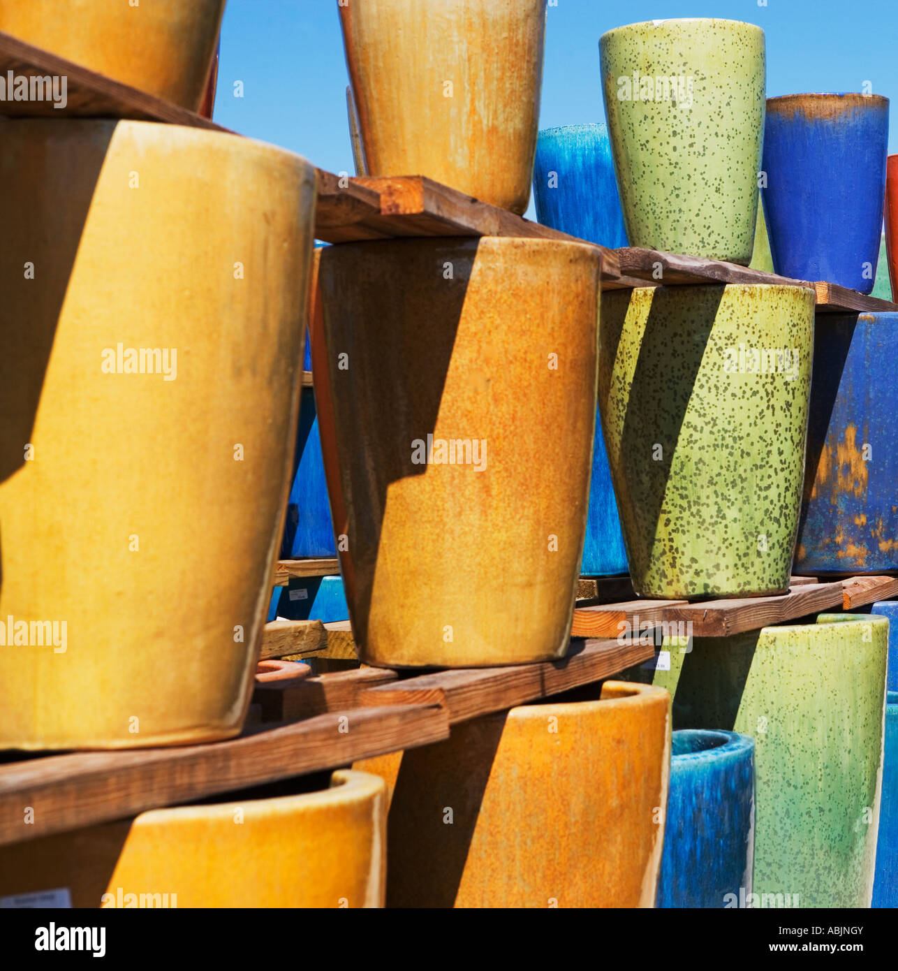 Stacks of glazed pottery vases Stock Photo - Alamy