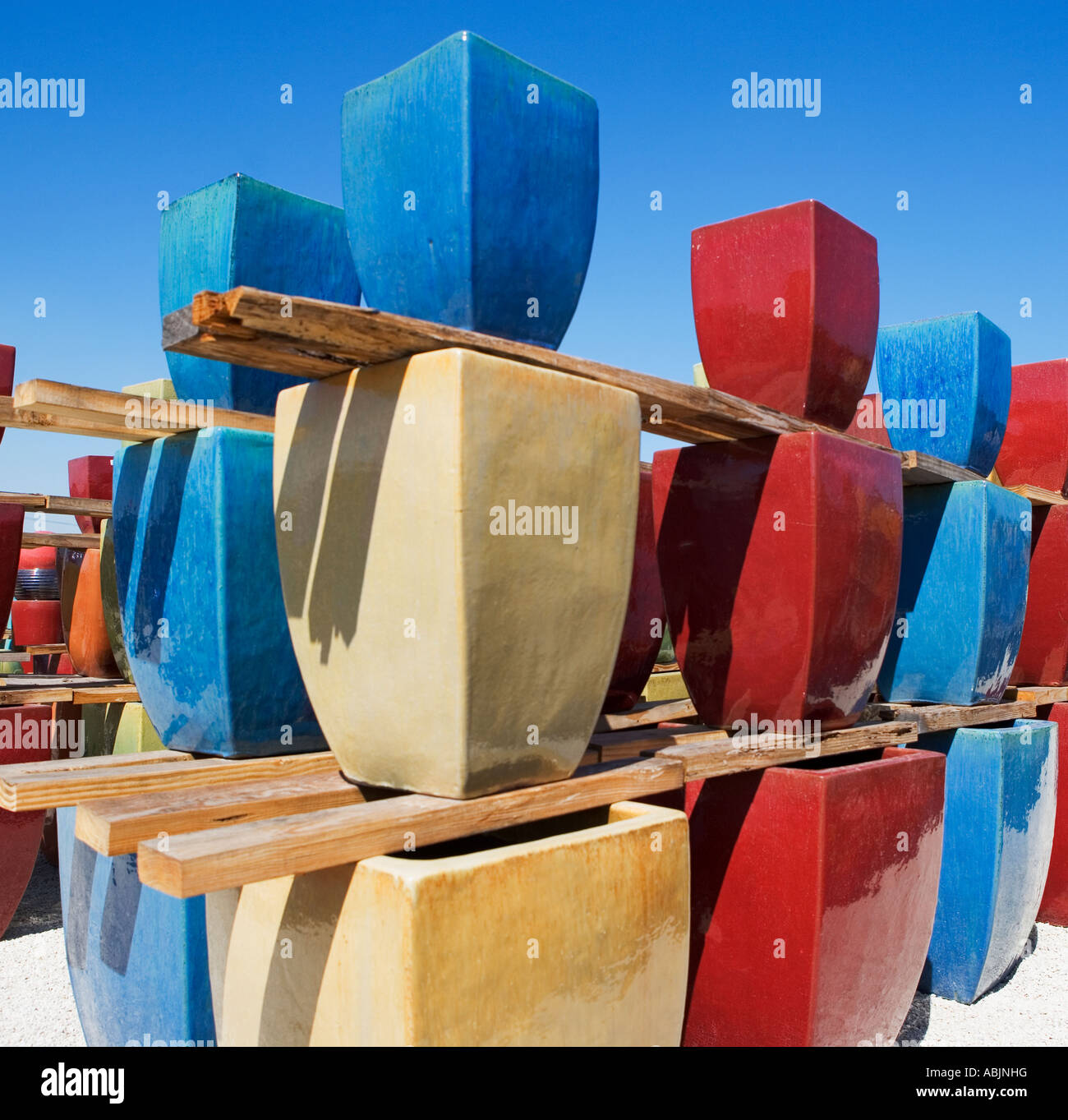 Stacks of glazed pottery vases Stock Photo - Alamy