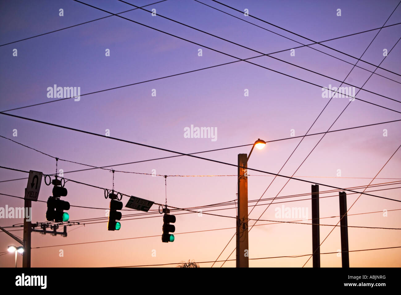 Electrical wires and traffic lights Stock Photo - Alamy