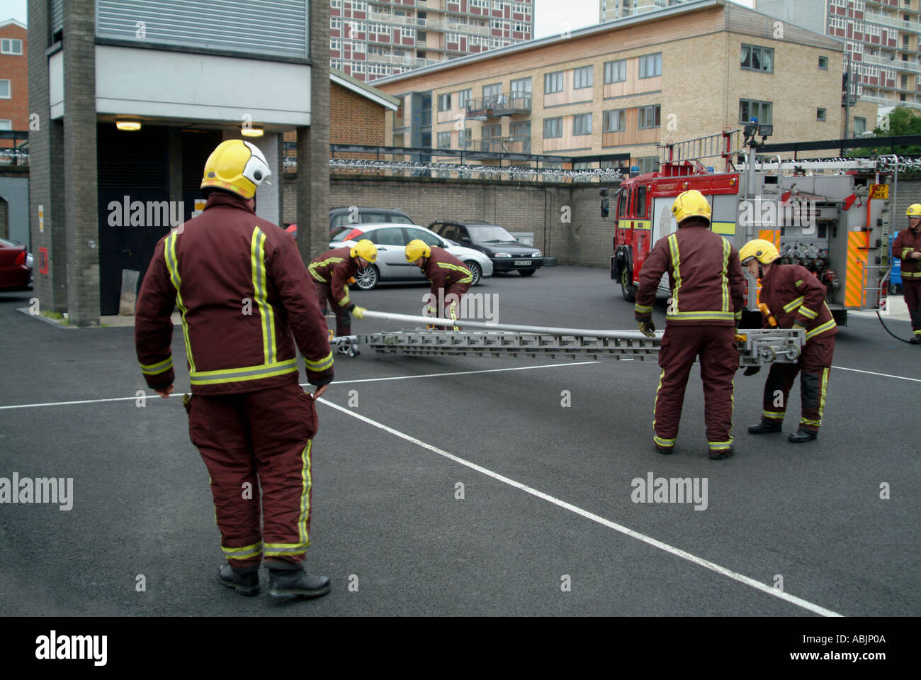 FIRE BRIGADE IN TRAINING Stock Photo - Alamy