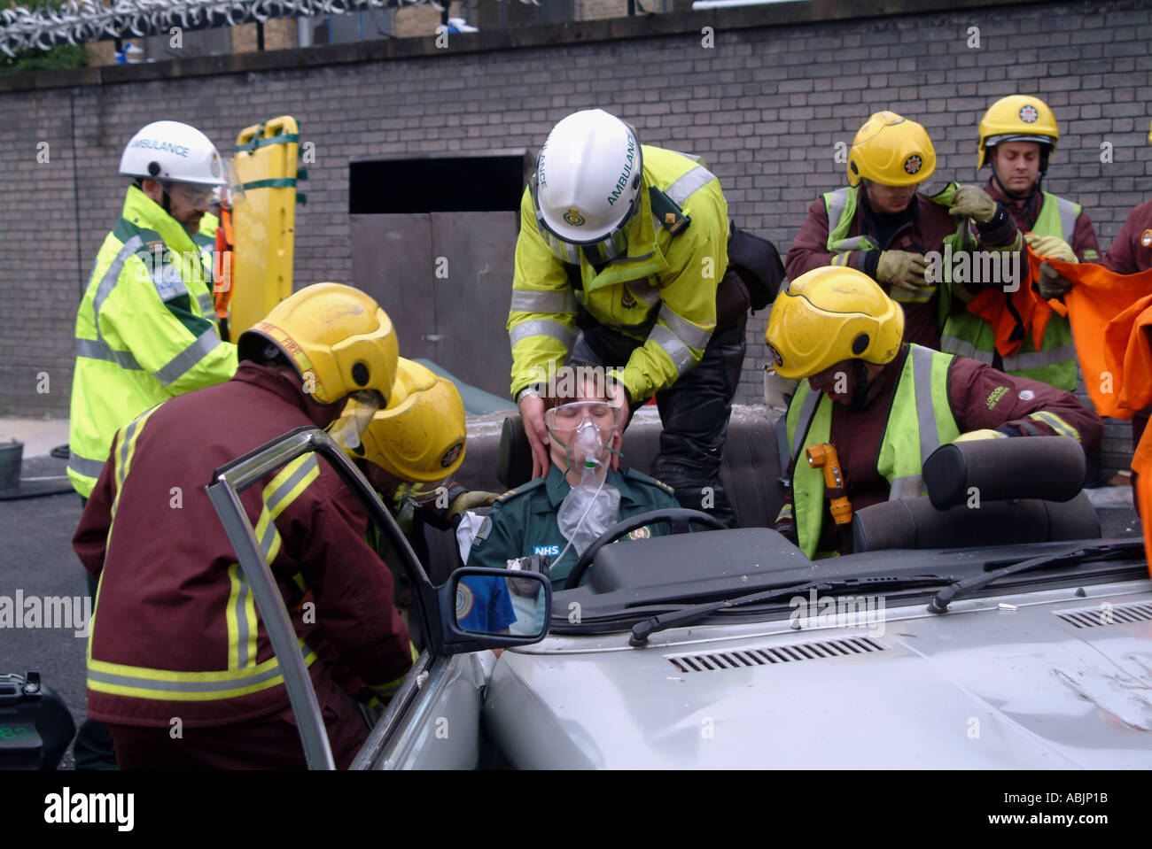 FIRE BRIGADE AND AMBULANCE SERVICE IN A JOINT OPERATION RESCUING THE ...
