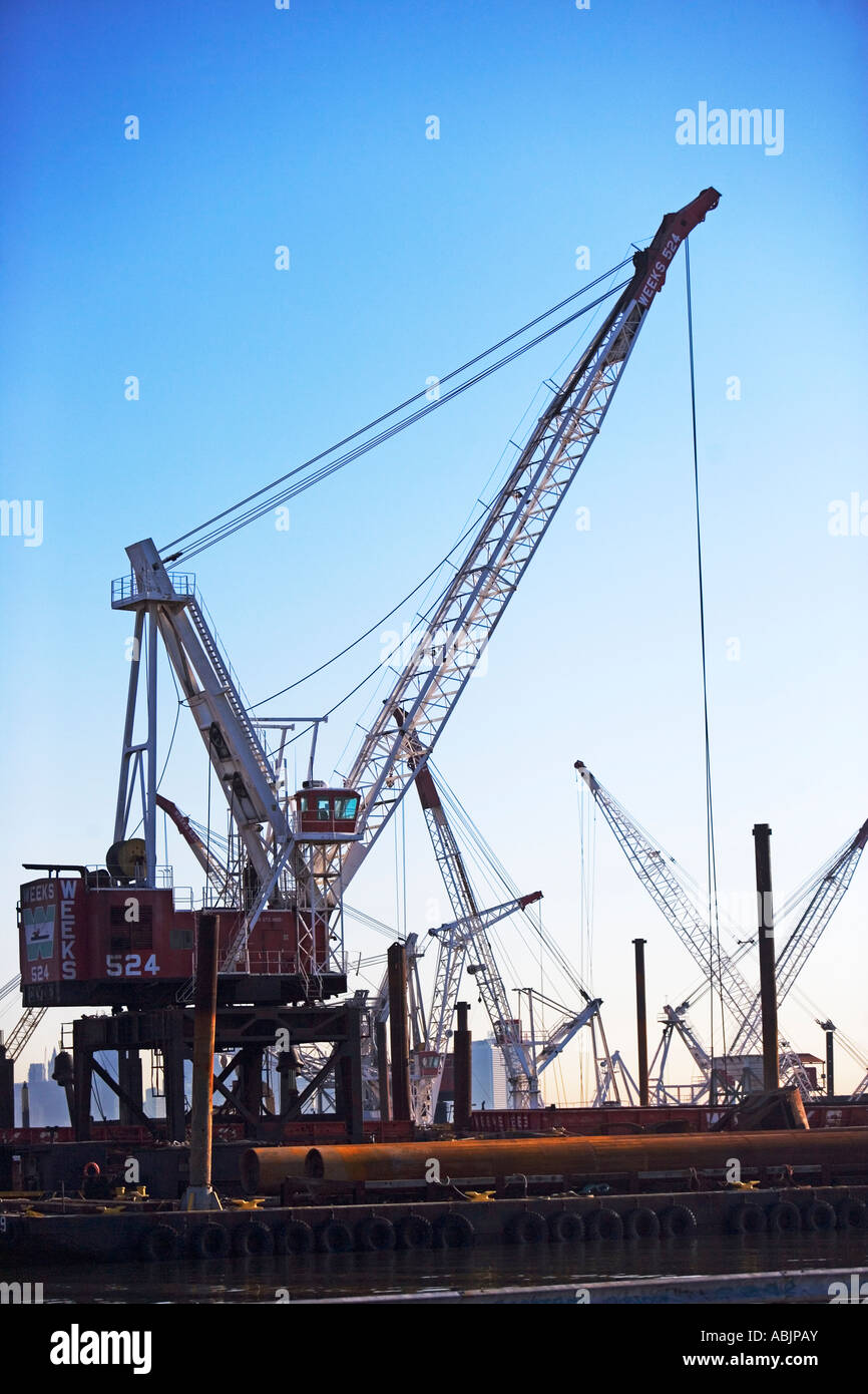 Cranes on dock Stock Photo - Alamy