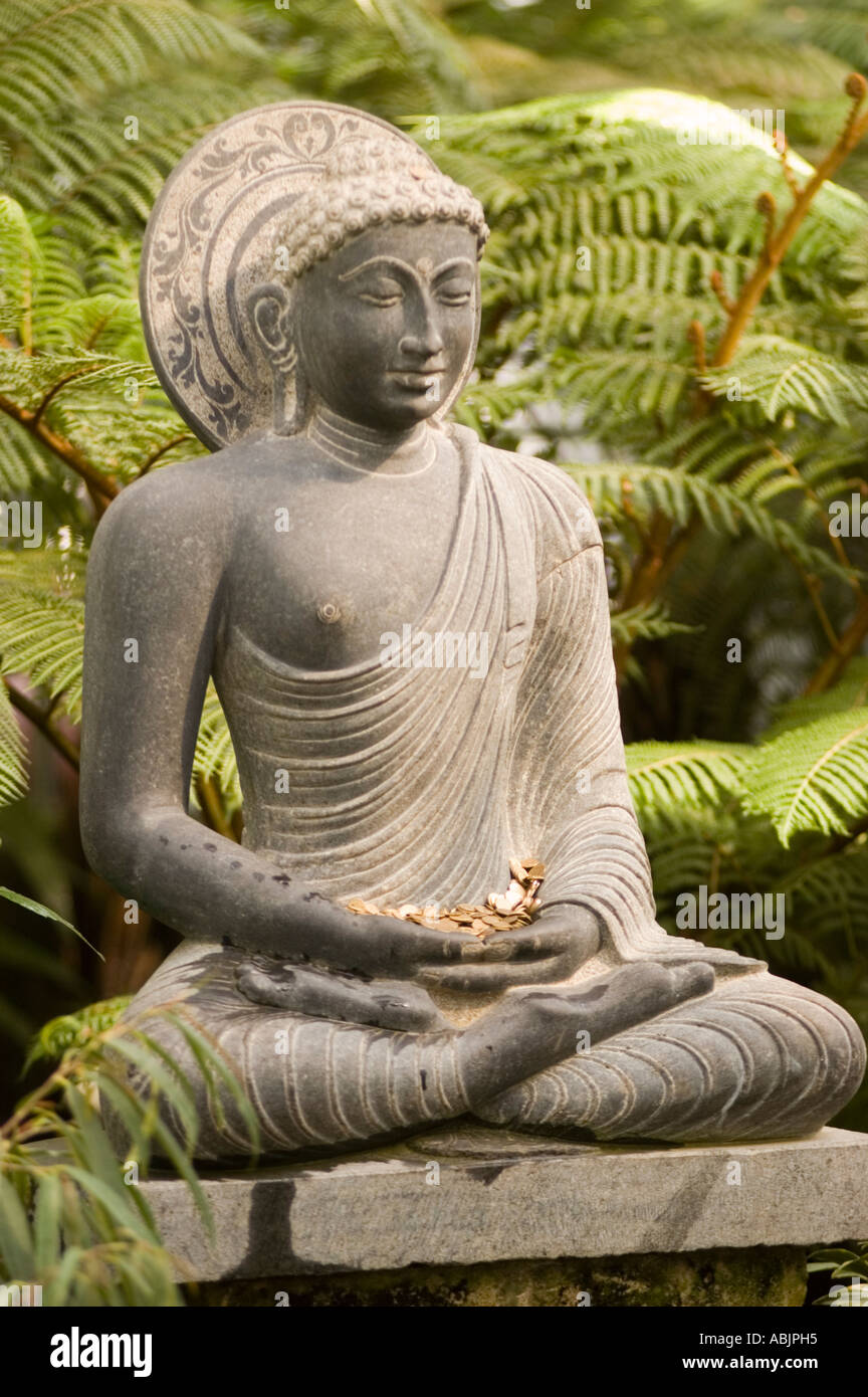 Stone statue of Lord Buddha meditating in Bodhgaya under Bodhi tree to ...