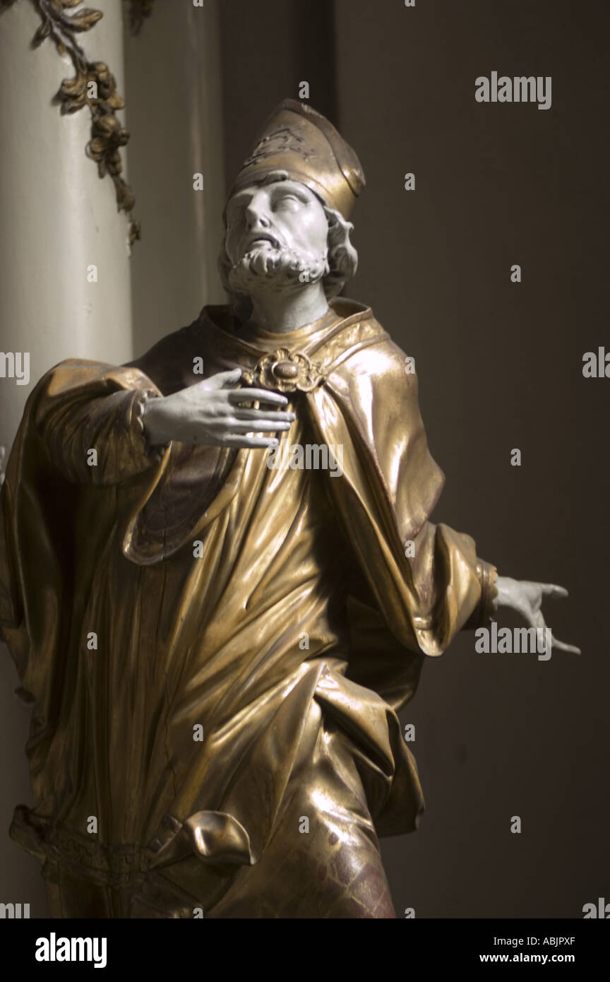 Statue of Roman Catholic saint in the Dominican Church, Lublin, Poland ...
