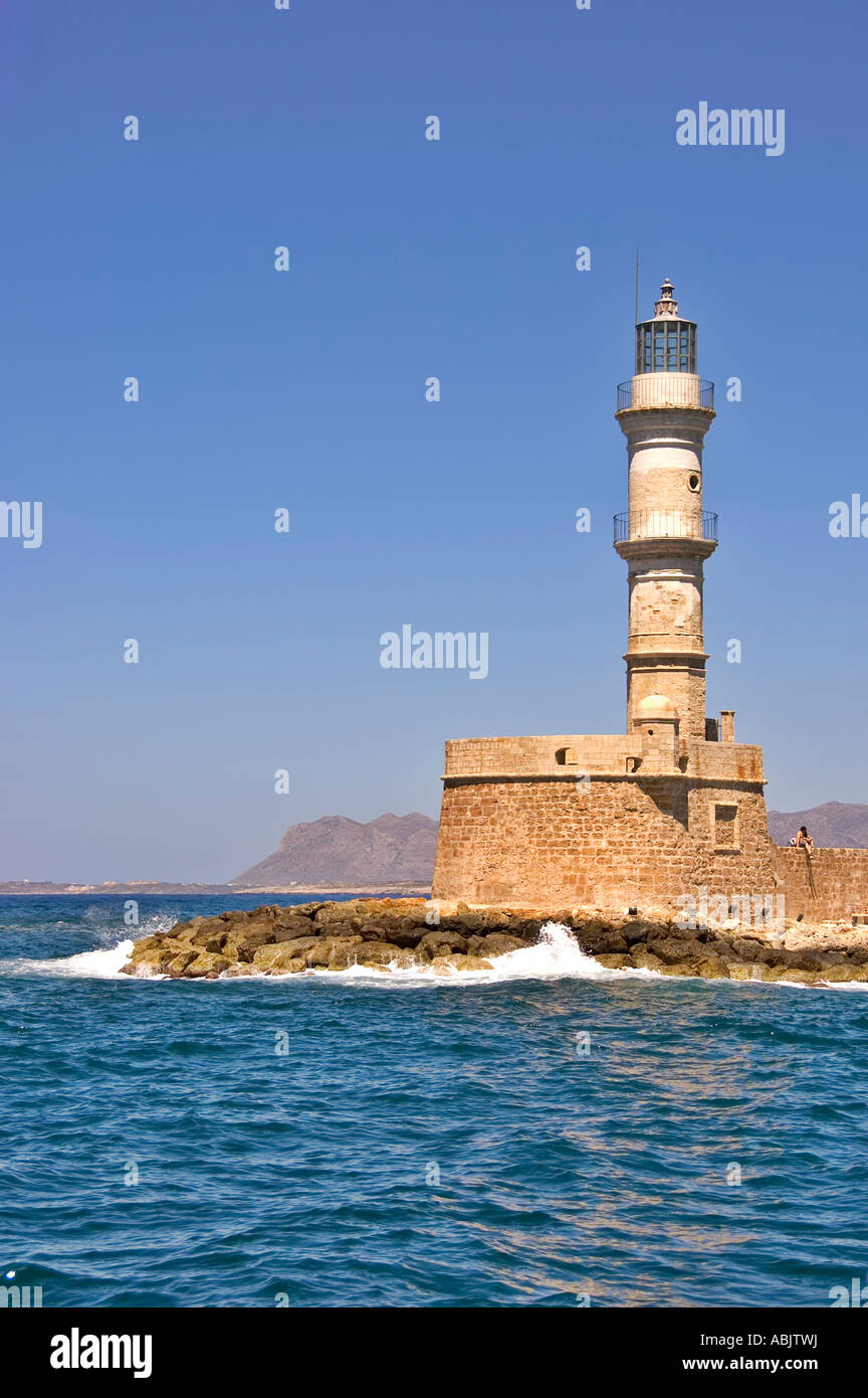 old lighthouse in the city of Chania,Greece Stock Photo - Alamy