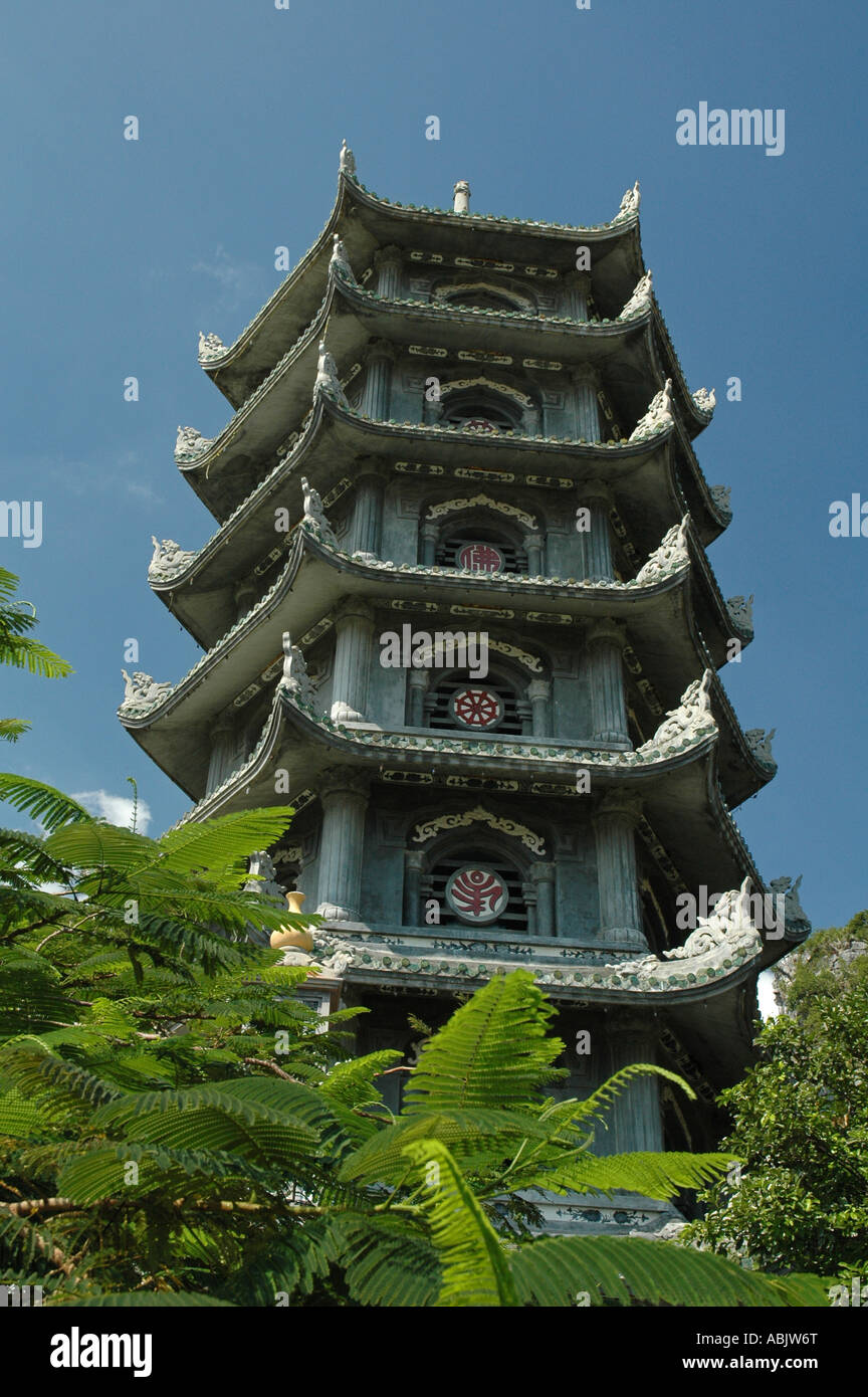 A pagoda rises from the tropical vegetation on top of the Marble ...