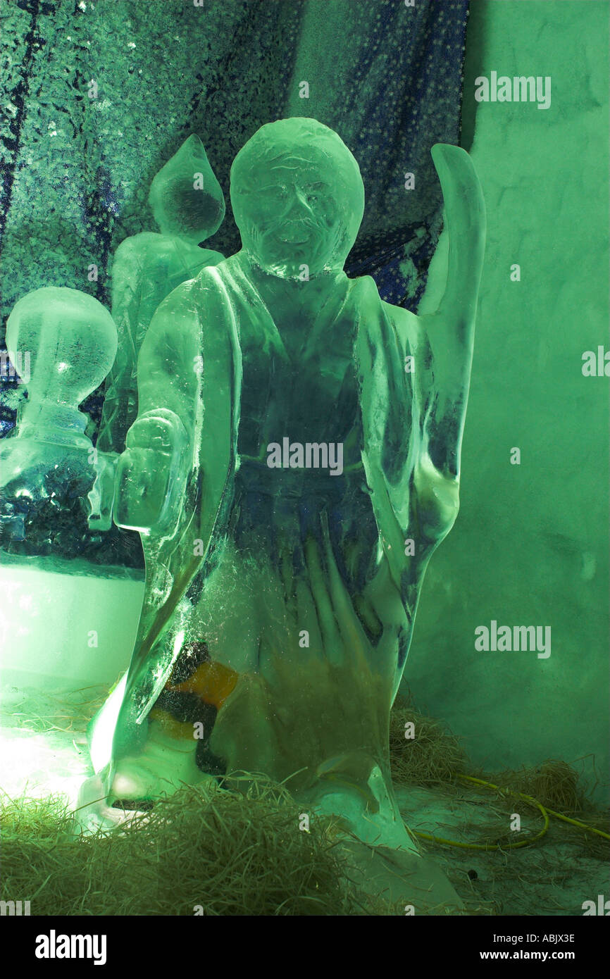 Switzerland Valais Zermatt Ice sculpture on display in the Klein ...
