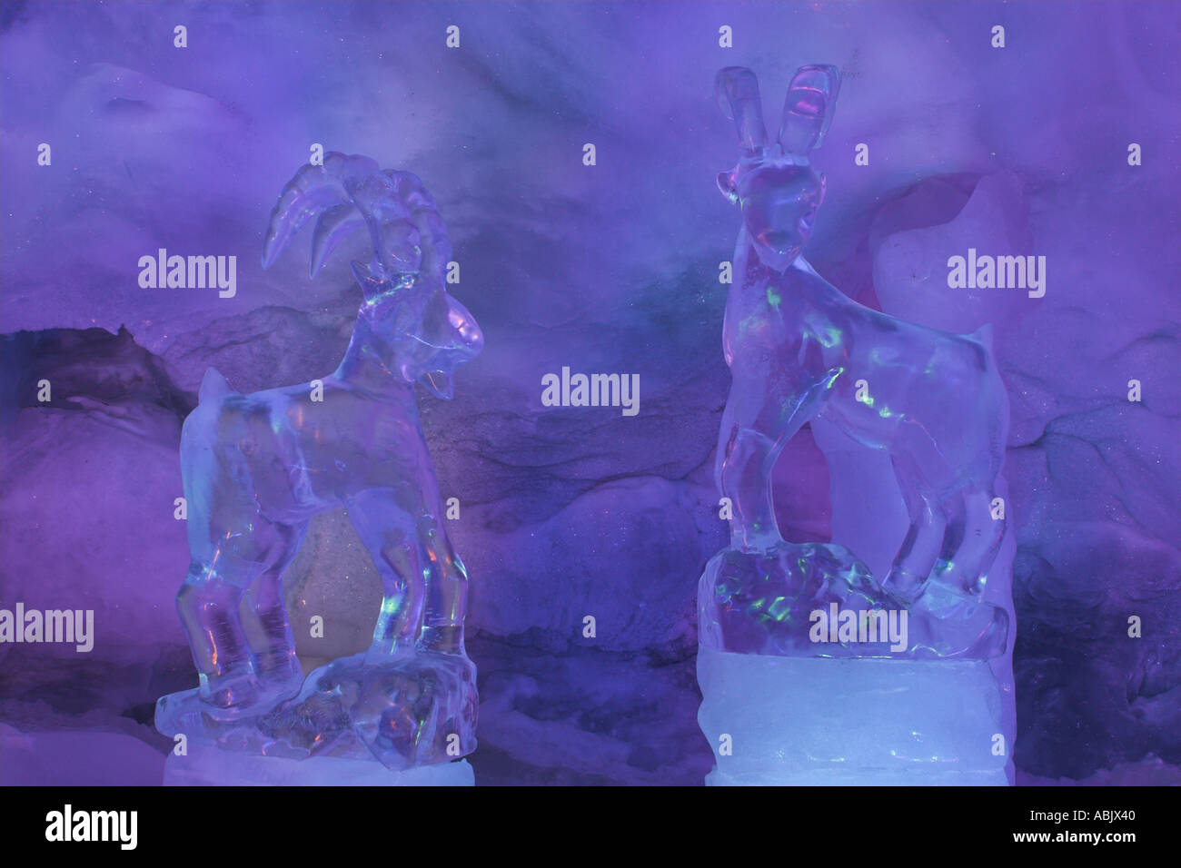 Switzerland Valais Zermatt Ice sculpture on display in the Klein ...