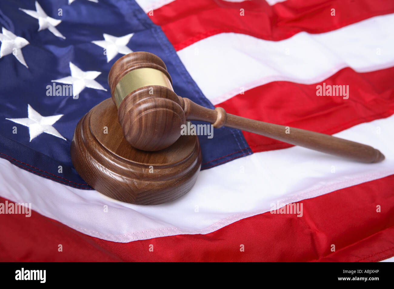 Gavel on American flag Stock Photo - Alamy
