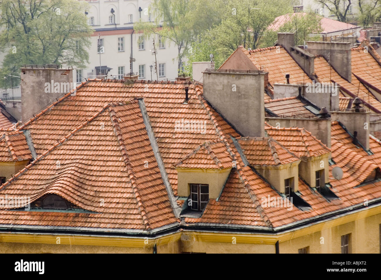 Red rooftops tiles from Opatowska Tower in Sandomierz Swietokrzyskie ...