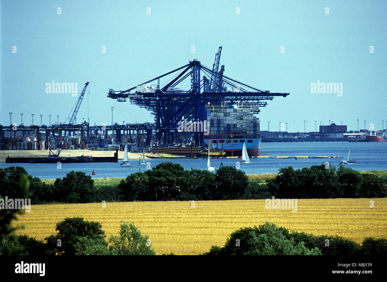 Trinity container terminal at the Port of Felixstowe on the river ...
