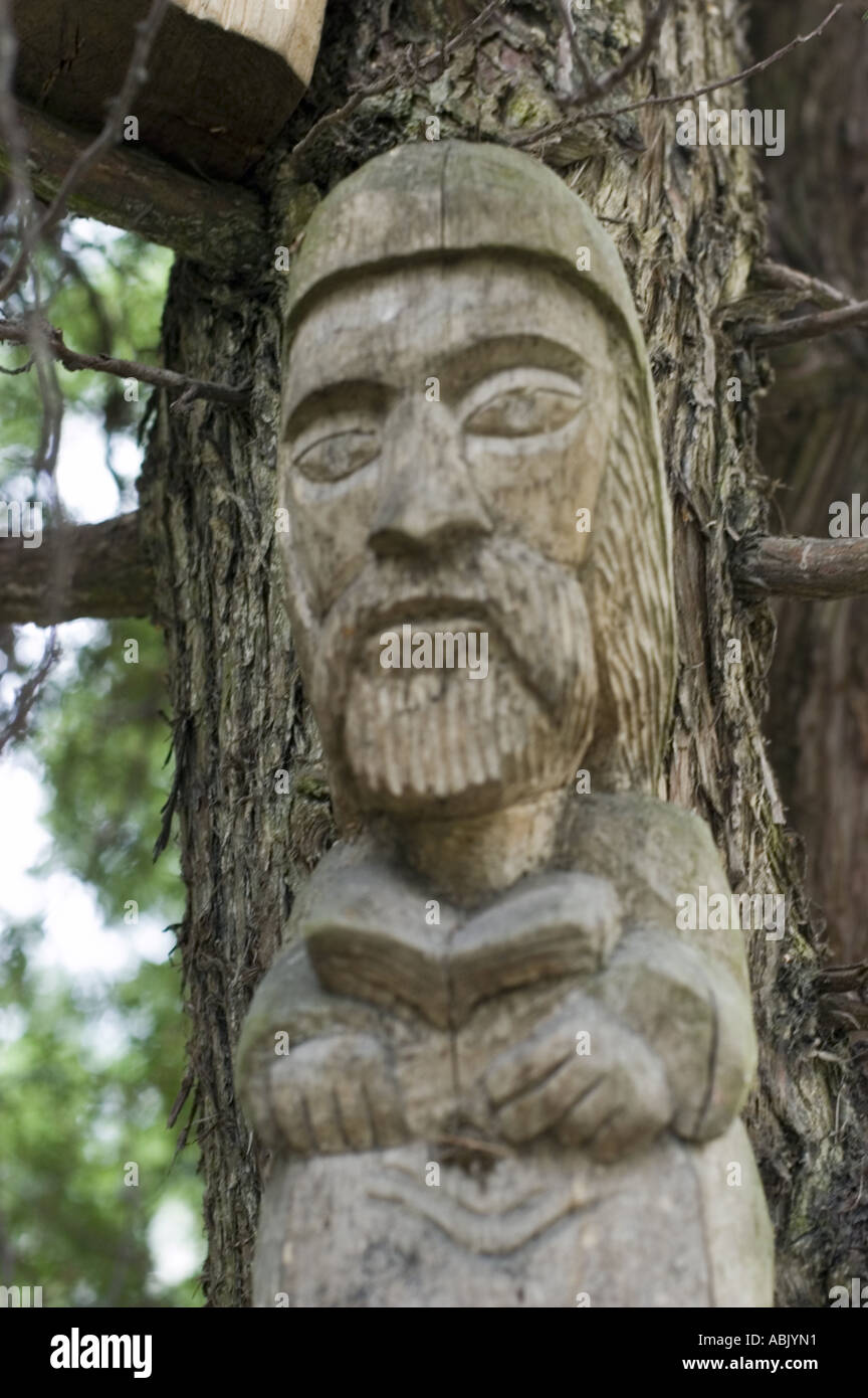 Traditional Polish wooden sculpture of a Roman Catholic saint carved ...