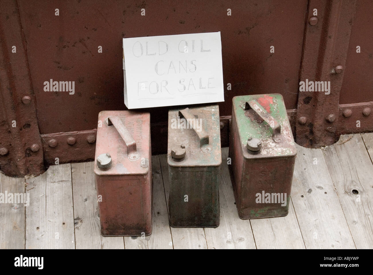Old Oil Cans For sail Stock Photo - Alamy