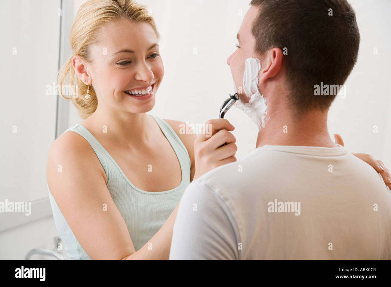 Woman shaving cream head hi-res stock photography and images - Alamy