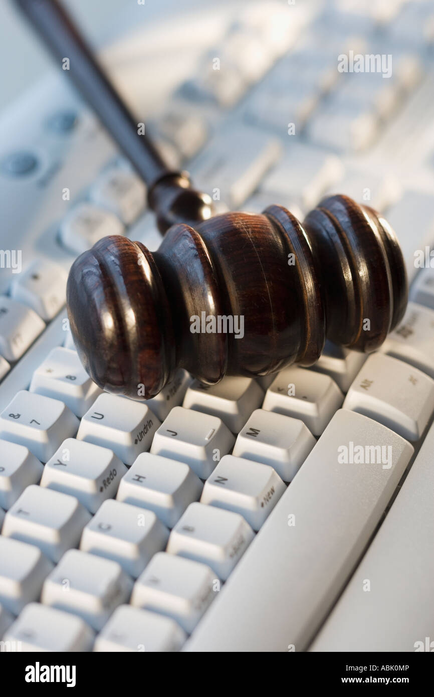 Judge s gavel on computer keyboard Stock Photo - Alamy