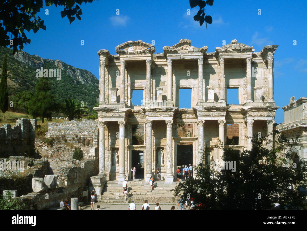 Ruins of ancient Ephesus library, Turkey Stock Photo - Alamy