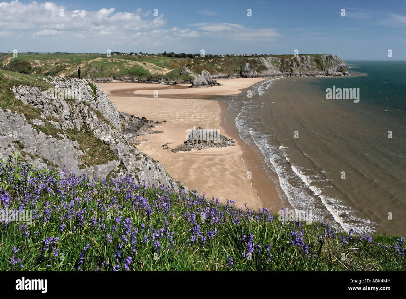 Three Cliffs Bay in Spring Gower Stock Photo - Alamy
