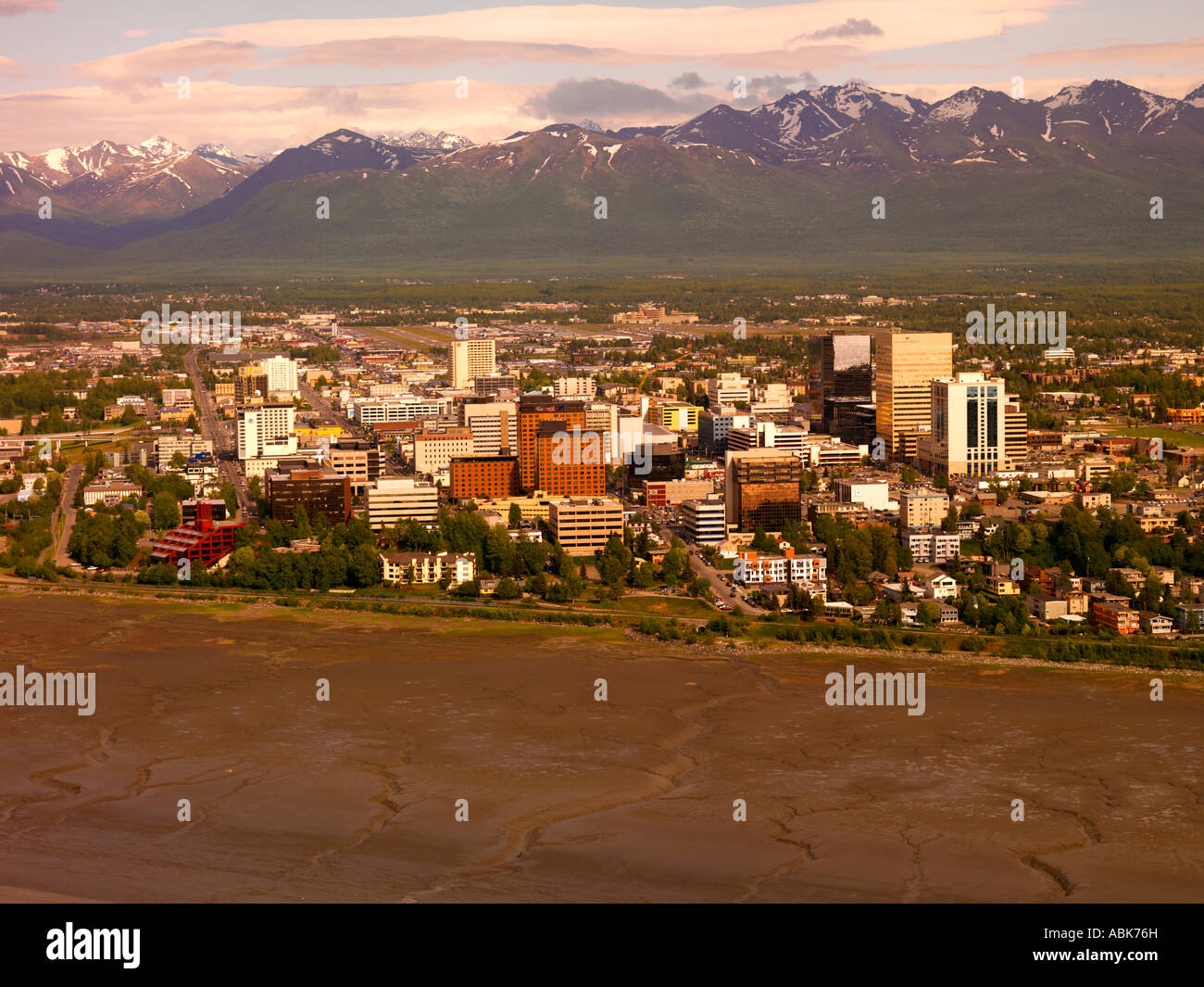 Aerial View Anchorage Chugach Mountains High Resolution Stock ...