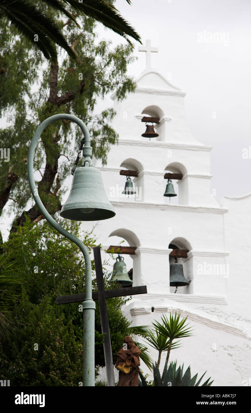 El Camino Real bells, with the mission campanario, Mission San Diego de ...