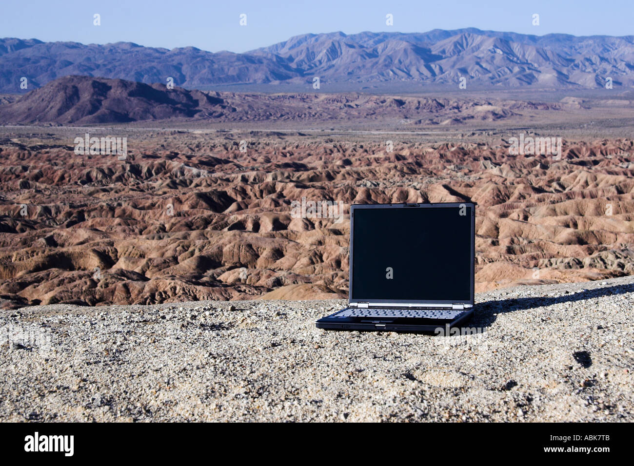 Laptop in a desert, Anza-Borrego Desert Park, California, USA Stock ...