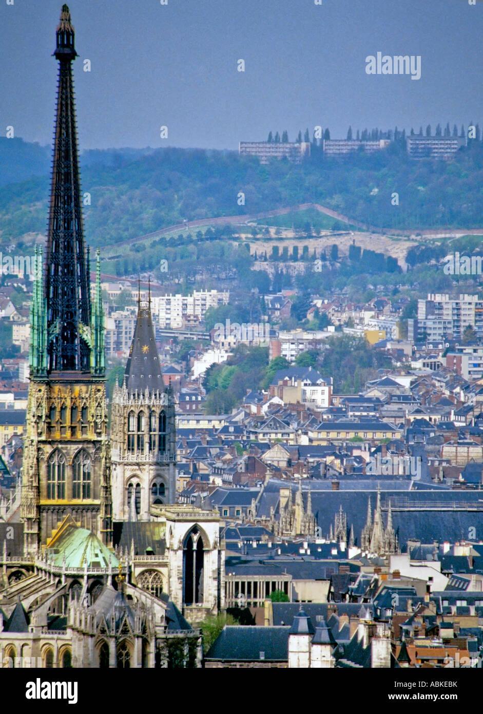 view over the city of rouen from the bonsecours monument Stock Photo ...