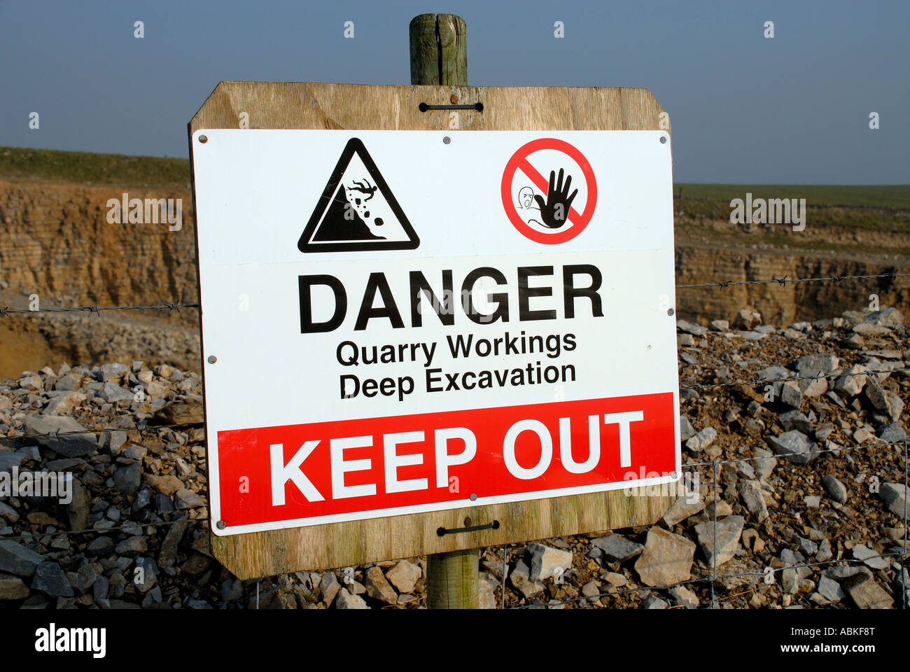 Danger Quarry Workings Sign Stock Photo - Alamy