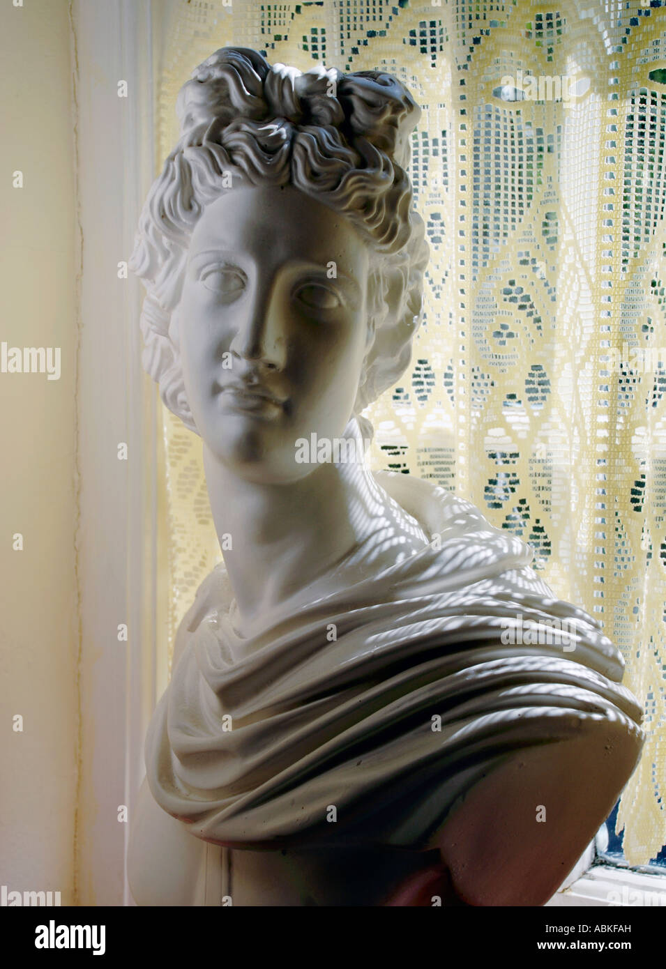 Alabaster Greek Head in Window Stock Photo - Alamy