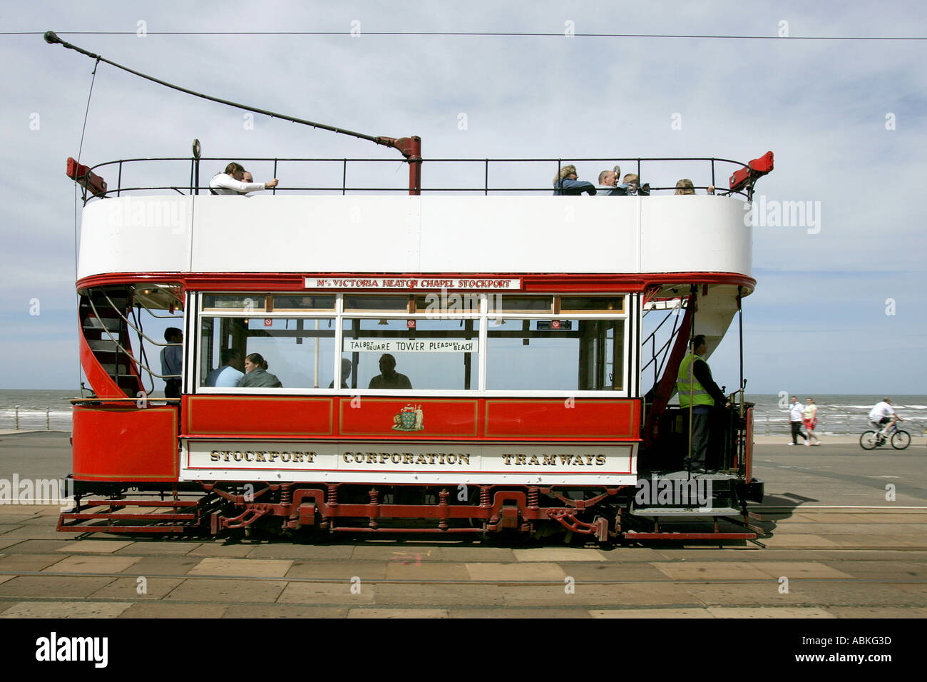 Tram red Blackpoll old historical working promenade vintage transport ...