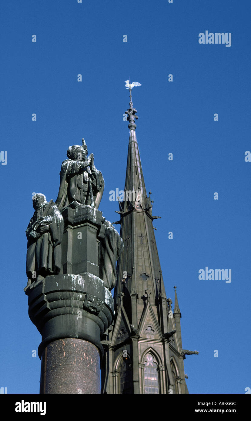 Historic pillar outside Uppsala Cathedral, Uppsala, Sweden Stock Photo ...