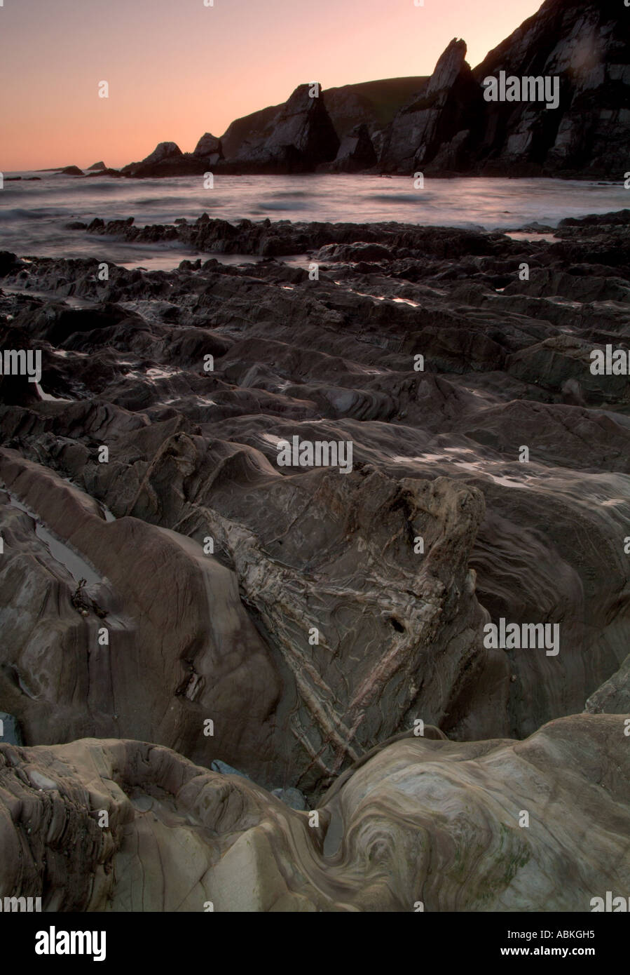 Westcombe beach sunset Scobbiscombe Devon UK Stock Photo - Alamy