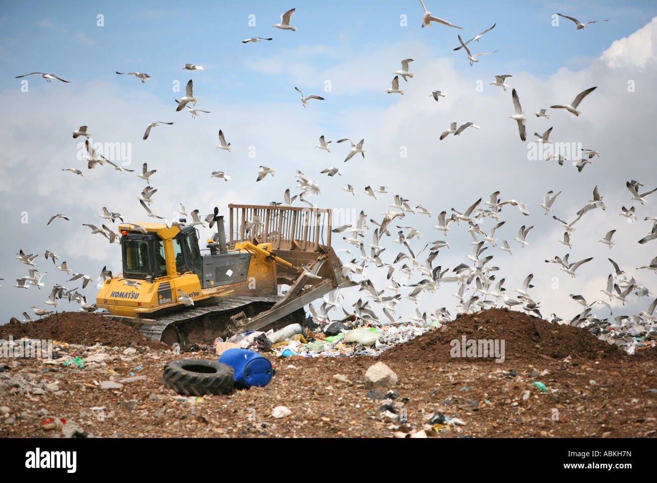 Bulldozer on landfill site seems hi-res stock photography and images ...