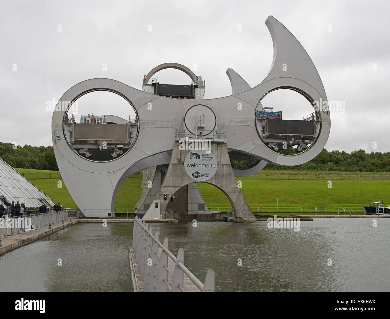 The Falkirk Wheel a rotating boat lift joining the Union and Forth and ...