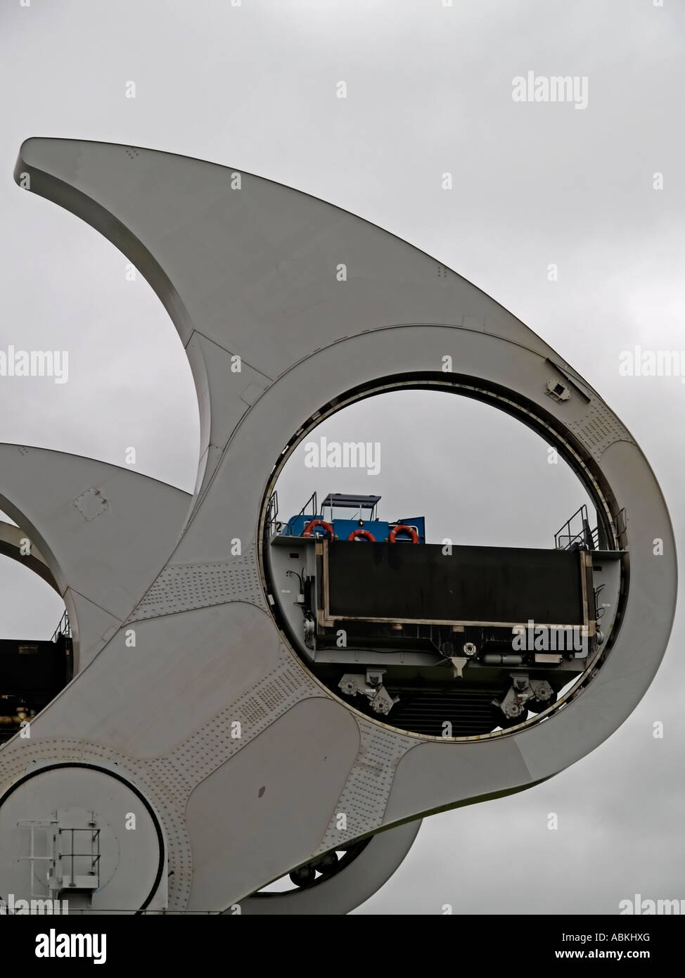 Detail of the Falkirk Wheel a rotating boat lift joining the Union and ...