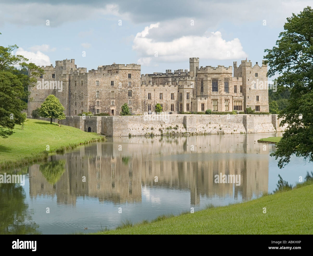Raby Castle Staindrop Co Durham UK reflected in the lake Stock Photo ...