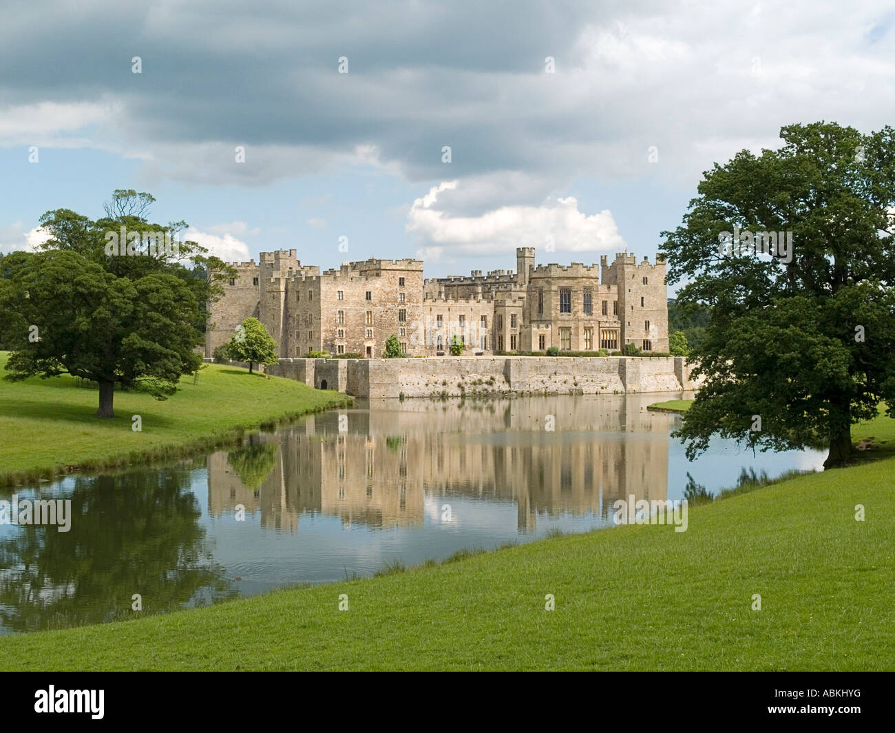 Raby Castle Staindrop Co Durham UK reflected in the lake Stock Photo ...