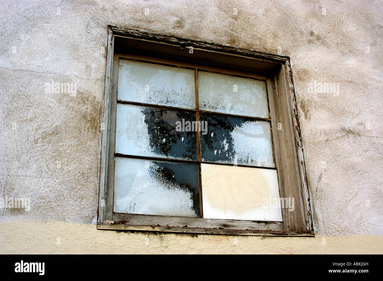 Painted window panes and building exterior San Diego California USA ...