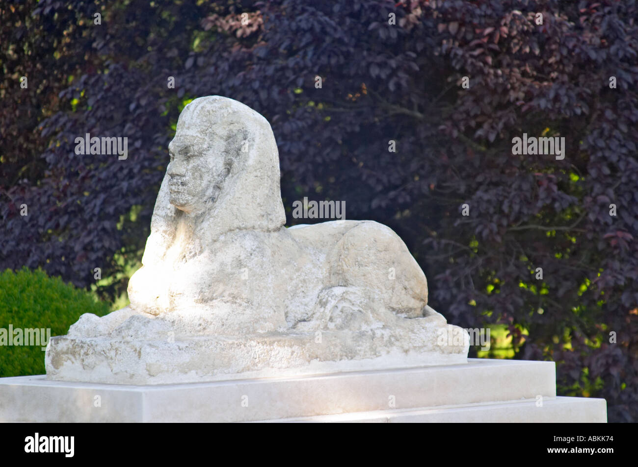 Stone Statue of a Sphynx sphinx sfinx at the entrance to the park at ...